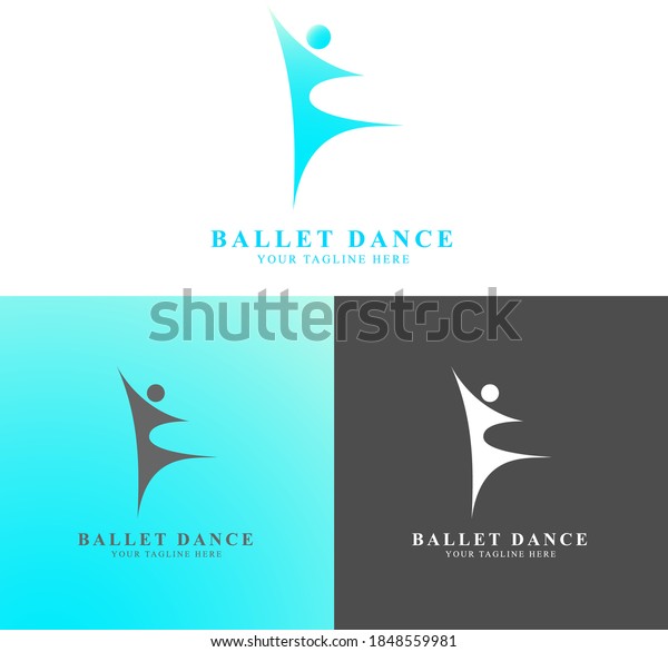 Ballet Dance People Logo Blue Color Stock Vector (Royalty Free ...
