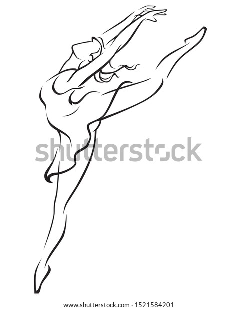 Ballet Dancer Line Art Illustration Stock Vector (Royalty Free ...