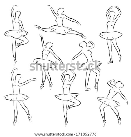 Ballet Outline Ballerina Dancer Figure 스톡 벡터(사용료 없음) 171852776 ...