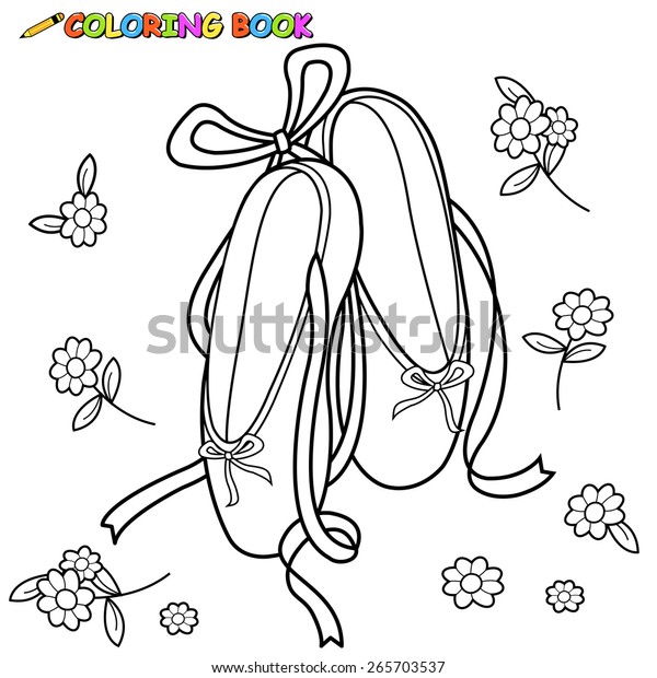 Ballet Shoesvector Black White Coloring Page Stock Vector (Royalty Free ...