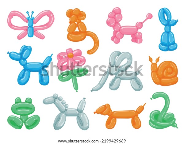Balloon Animals Cartoon Round Toy Animals Stock Vector (Royalty Free ...