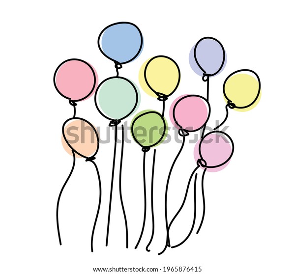 Balloon Line Drawing Style On White Stock Vector (Royalty Free ...