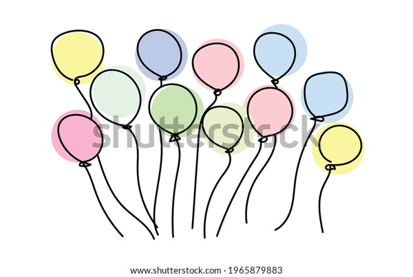 Balloon Line Drawing Style On White Stock Vector (Royalty Free ...