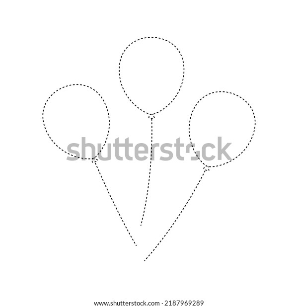 Balloon Tracing Worksheet Kids Stock Vector (Royalty Free) 2187969289 ...