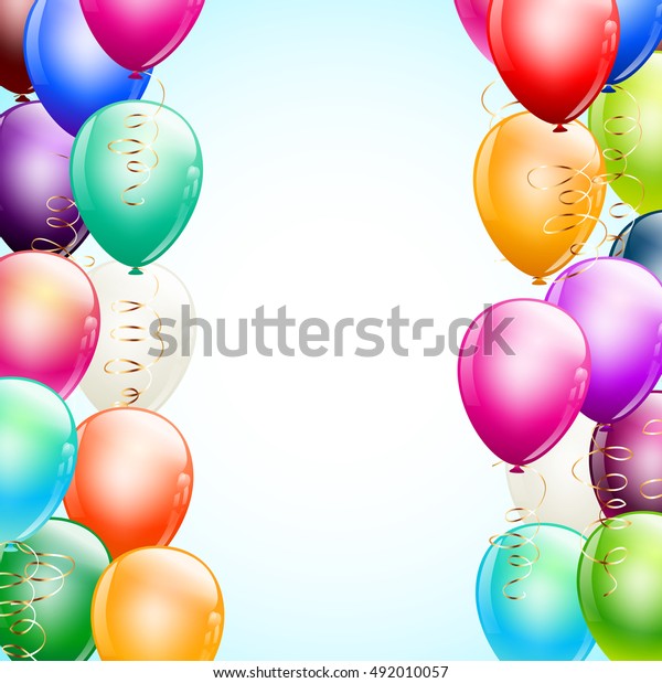 Balloons Borders Over Light Blue Background Stock Vector (Royalty Free ...