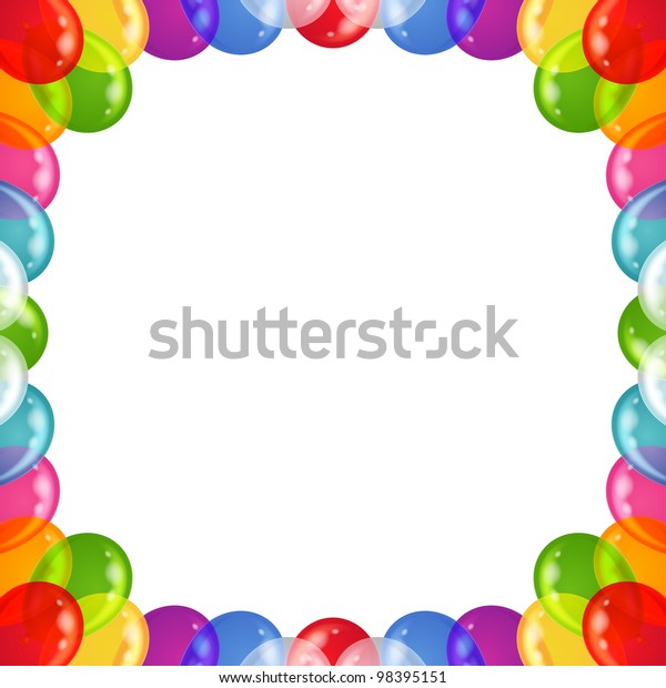 Balloons Frame Various Colors Beautiful Background Stock Vector ...