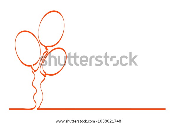 Balloons Red One Line Drawing Brushes Stock Vector (Royalty Free ...