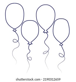 Balloons Simple Drawing Outline Coloring Book Stock Vector (Royalty ...