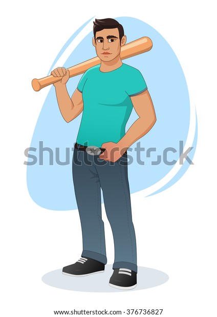 Ballplayer Man Cartoon Character Vector Illustration Stock Vector ...