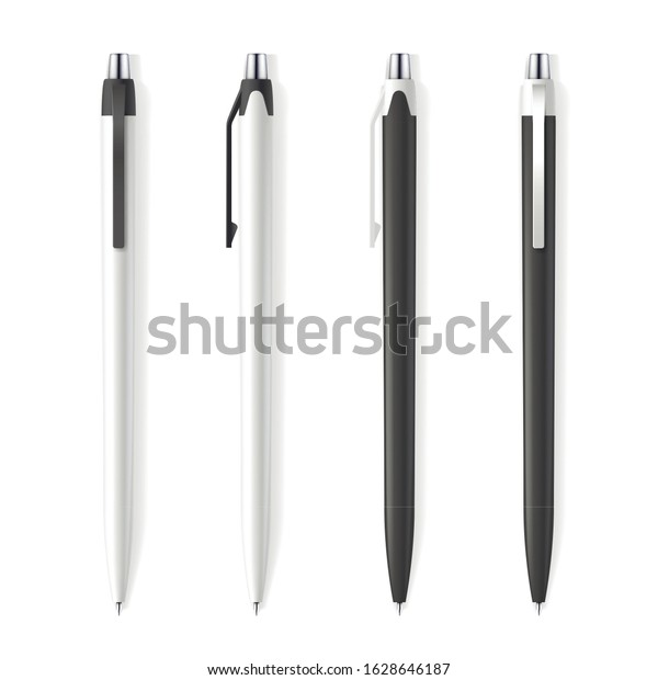 Ballpoint Pens Stationery Items Vector Realistic Stock Vector (Royalty ...