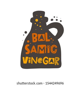Balsamic Vinegar Hand Drawn Illustration Typography Stock Vector ...