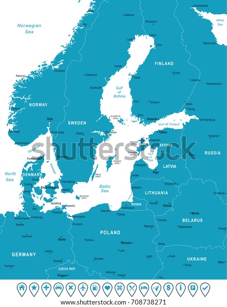 Baltic Sea Area Map Detailed Vector Stock Vector (Royalty Free ...
