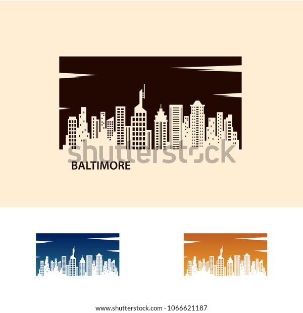Baltimore Skyline City Logo Vector Stock Vector (Royalty Free) 1066621187
