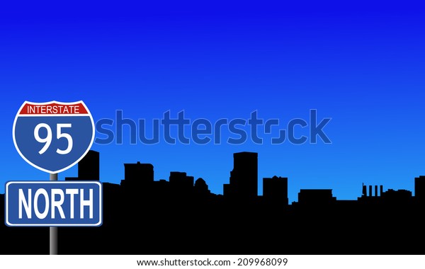 Baltimore Skyline Interstate 20 Sign Vector Stock Vector (Royalty Free ...