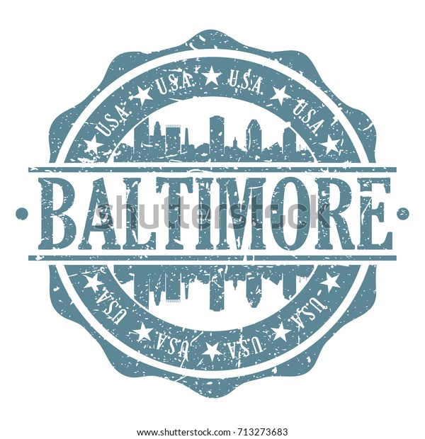 Baltimore Stamp Post Skyline Silhouette City Stock Vector (Royalty Free ...