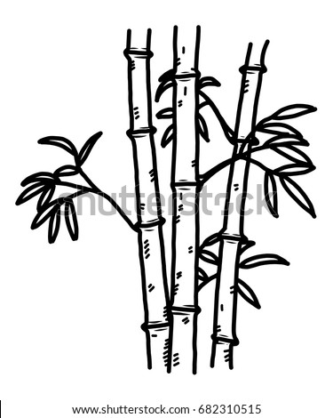 Bamboo Cartoon Vector Illustration Black White Stock Vector (Royalty ...