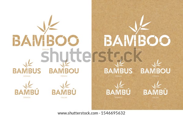 Bamboo Font Icons Set. Bamboo Text Design in Different Languages ...