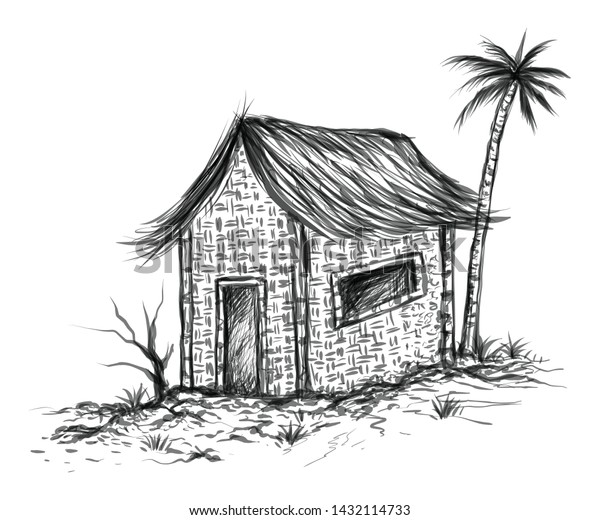 Bamboo House Drawing Vector Illustration Stock Vector (Royalty Free ...