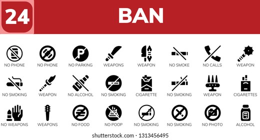Ban Icon Set 24 Filled Ban Stock Vector (Royalty Free) 1313456495 ...