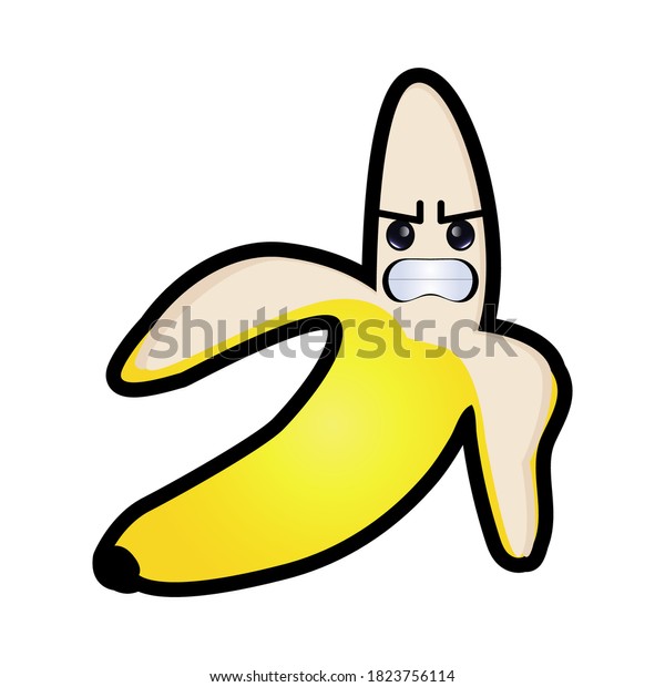 Banana Angry Face Cartoon Vector Illustration Stock Vector (Royalty ...