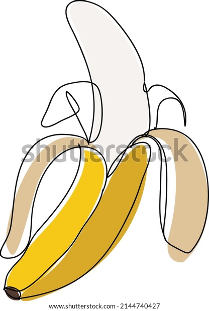 Banana Line Drawing Vector Illustration: เวกเตอร์สต็อก (ปลอดค่า ...