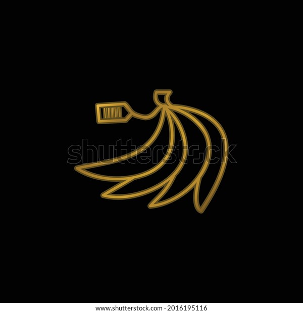 Bananas Barcode On Label Gold Plated Stock Vector (Royalty Free) 2016195116