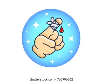 First Aid Finger Injury Cartoon Vector: immagine vettoriale stock ...