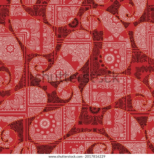 Bandana Seamless Pattern Unique Paisley Stock Vector (Royalty Free ...