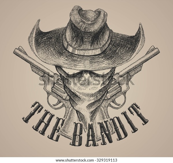 Bandit Revolver Gun Doodle Vector Art Stock Vector (Royalty Free ...