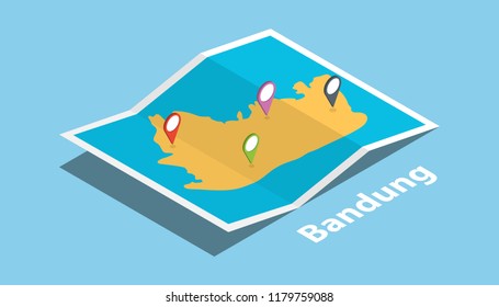 Bandung Explore Maps Isometric Style Pin Stock Vector (Royalty Free ...