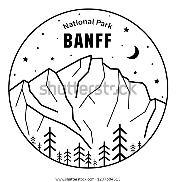 Banff National Park Canada Vector Illustration Stock Vector (Royalty ...