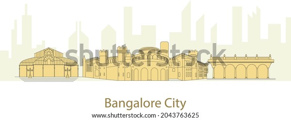 Bangalore City Line Art Flat Vector Stock Vector (Royalty Free ...