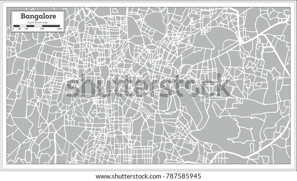 Bangalore India City Map Retro Style Stock Vector (Royalty Free) 787585945