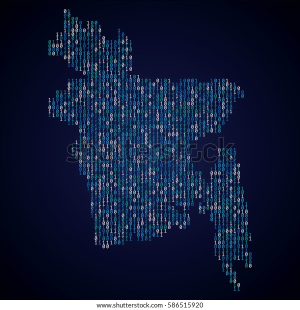 Bangladesh Country Map Made Binary Code Stock Vector (Royalty Free ...