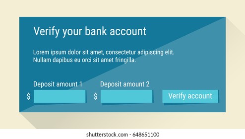 Bank Account Verification Form Account Confirmation: vector de stock ...