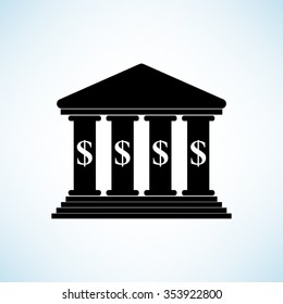 Bank Icon Black Background White Vector: เวกเตอร์สต็อก (ปลอดค่า ...