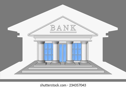 Bank Building Front View Isolated Objects Stock Vector (Royalty Free ...