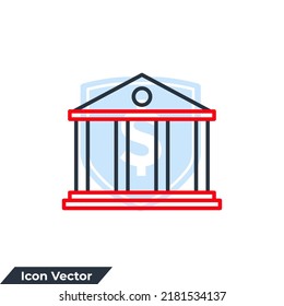 Bank Building Icon Logo Vector Illustration Stock Vector (Royalty Free ...