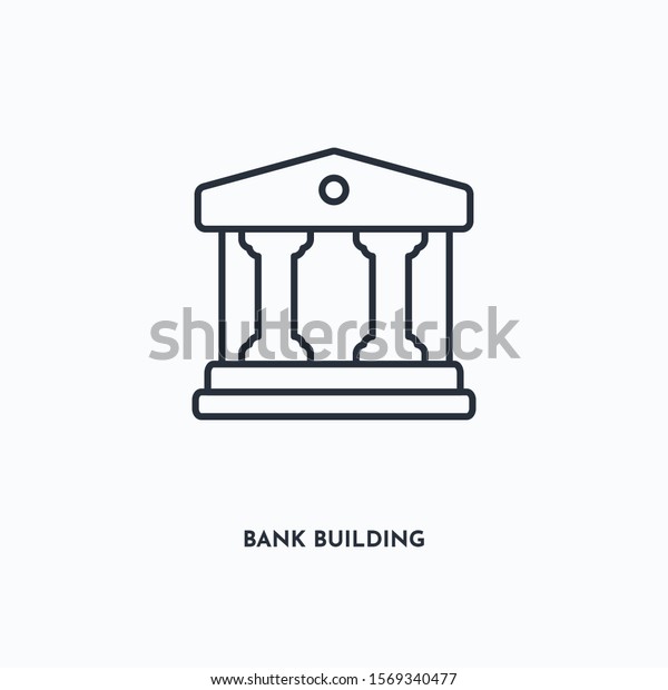 Bank Building Outline Icon Simple Linear Stock Vector (Royalty Free ...