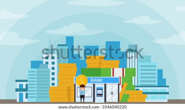 Bank Cartoon Vector Free Space Text Stock Vector (Royalty Free ...