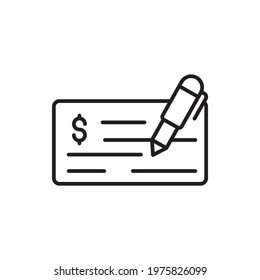 Bank Cheque Vector Outline Icon Style Stock Vector (Royalty Free ...