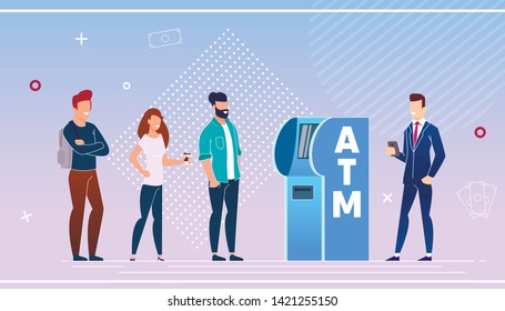 Bank Customers Using Atm Vector Illustration Stock Vector (Royalty Free ...