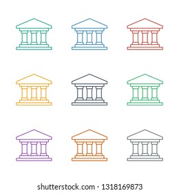 Bank Icon White Background Editable Line Stock Vector (Royalty Free ...