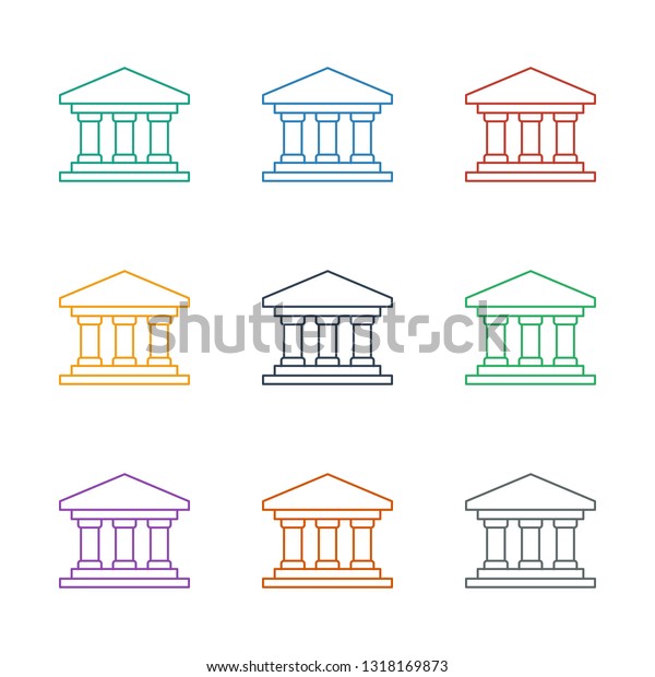 Bank Icon White Background Editable Line Stock Vector (Royalty Free ...