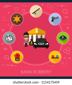 Bank Robbery Flat Icons Concept Vector Stock Vector (Royalty Free) 1114175459 | Shutterstock