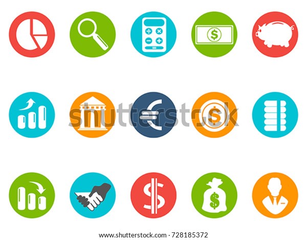 Bank Round Buttons Icon Set Stock Vector (Royalty Free) 728185372 ...