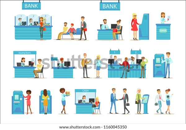 Professionnels Et Clients Des Services Bancaires : image vectorielle de ...
