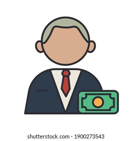 Banker Profession Worker Avatar Fill Style Stock Vector (Royalty Free ...