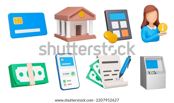 Banking 3d Icon Set Credit Cards Stock Vector (Royalty Free) 2207952627 ...
