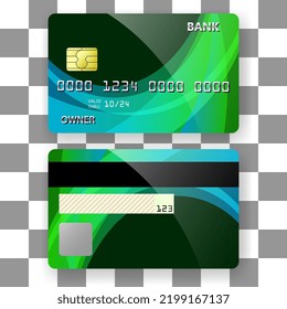 Banking Card Template Background Green Wave Stock Vector (Royalty Free ...